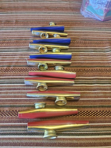 Vintage Lot Of 11 Metal Kazoo Musical Instrument Co Eden NY Hum Flute ...
