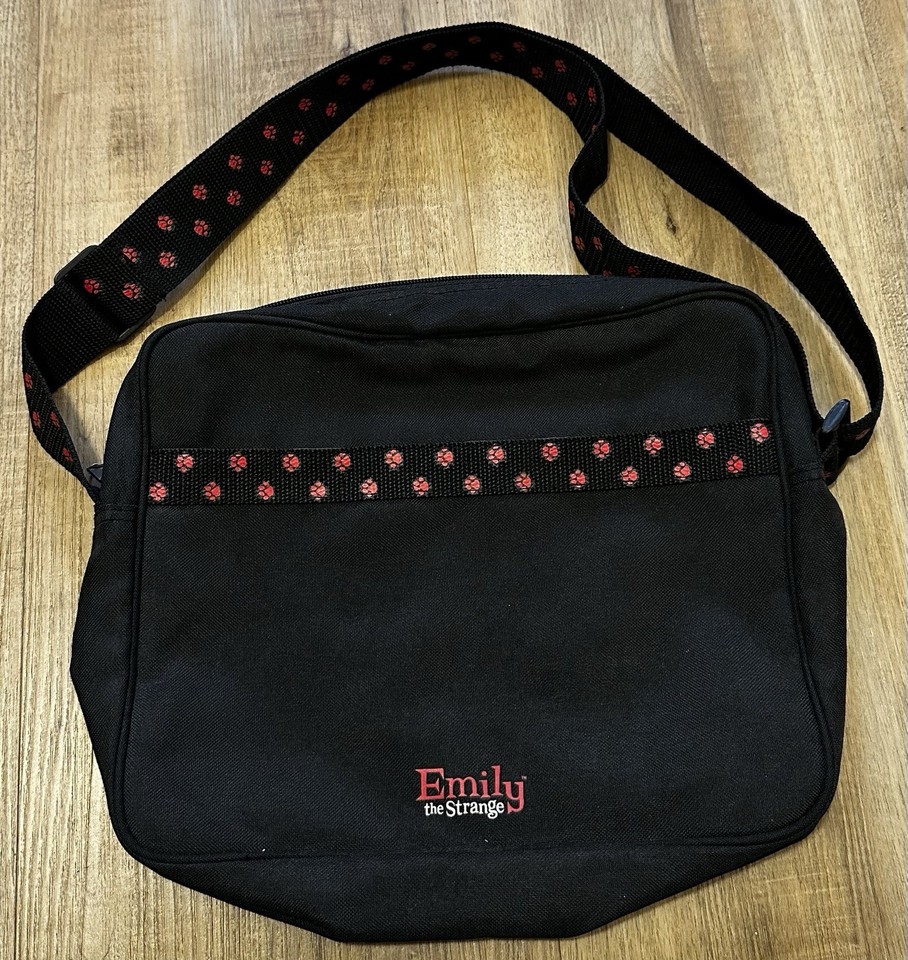 EMILY the STRANGE 2003 Cosmic Debris Cat Black Red Crossbody Mesenger ...