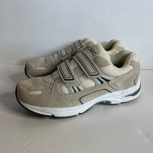 VIONIC TABI WOMEN'S HOOK & LOOP WALKING SHOES CREAM SUEDE SIZE 9,5 WIDE ...