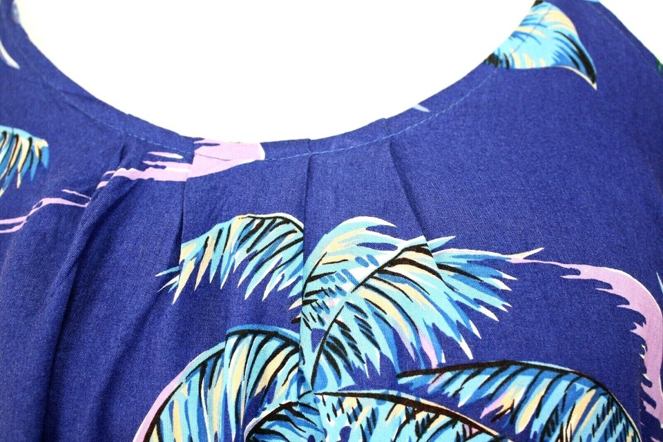 VTG KAUAIANA Hawaiian Dress / Sundress Blue Black White Beige Green ...