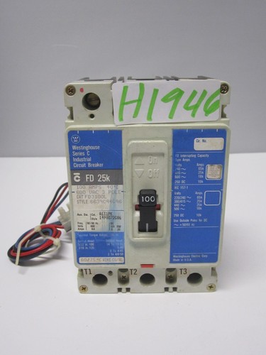 Westinghouse FD3100L Circuit Breaker 100 Amp 600 Vac 3P 25K Ser C W ...