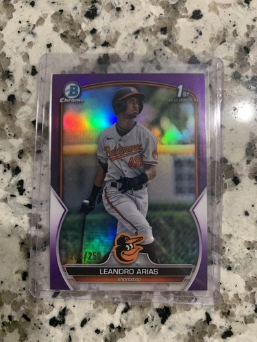 Leandro Arias 2023 1st Bowman Chrome Prospect Purple Refractor /250 ...