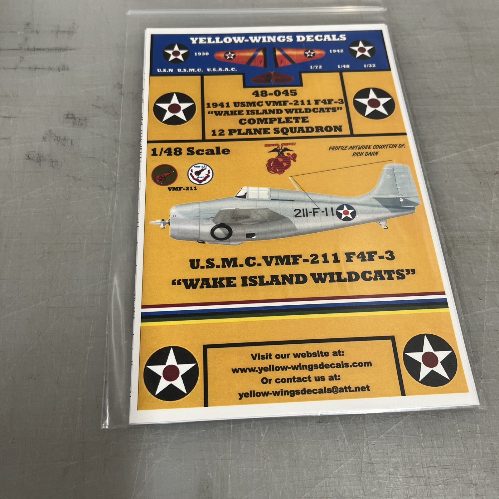 1/48 Yellow Wings Decals #48045 USMC F4F-3 Wildcats VMF-211 Wake Island ...