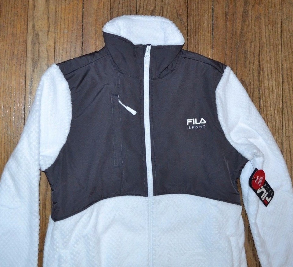 Fila Sport 2 Toned Full Zip Fleece Jacket White with Gray Accent $55.00 ...
