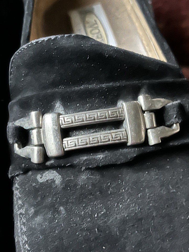 IVORY OF BOND STREET BLACK SUEDE LEATHER SHOES GREEK KEY GOOD CONDITION ...