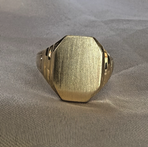 10K YELLOW GOLD - OCTOGON SHAPE SIGNET RING / SIZE 7 3/4 | eBay