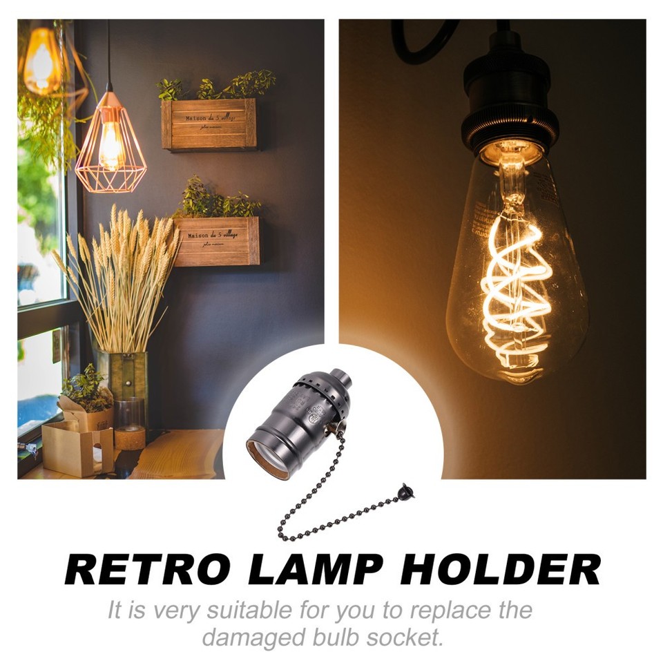 Aluminum Vintage Light Socket -27 Lamp Holder with Pull Zipper | eBay ...