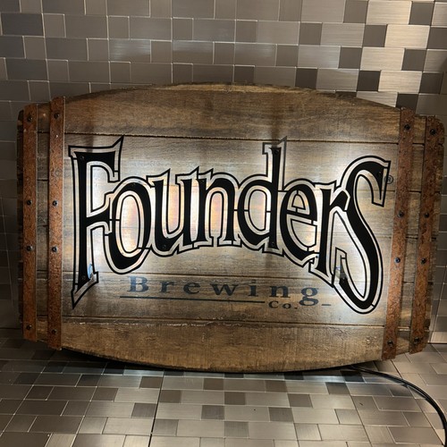 Founders Brewing Co. Wooden Bar Sign Brewery Hanging Room Lighted Beer ...