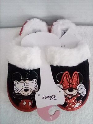 NWT WOMEN DISNEY🩰 SIZE 9/10 "MICKEY & MINNIE" PEEK-A-BOO SLIPPERS | eBay
