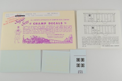 Champ Super Set HO ATSF Santa Fe 70-Ton Covered Hopper Decal Set - SHS ...