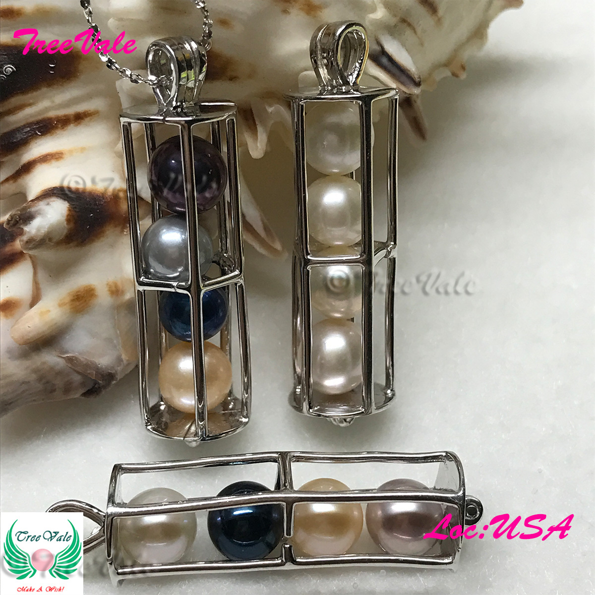 Fairy Tube - Solid 925 Sterling Silver - Locket Pearl Cage Pendant ...
