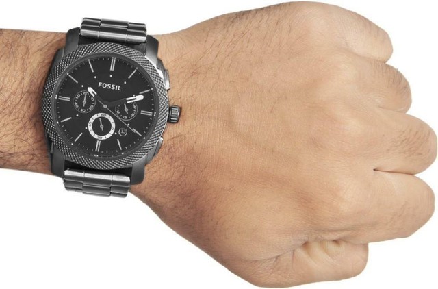 Fossil FS4662 Machine Chronograph Smoke Stainless Steel Men's Watch for ...