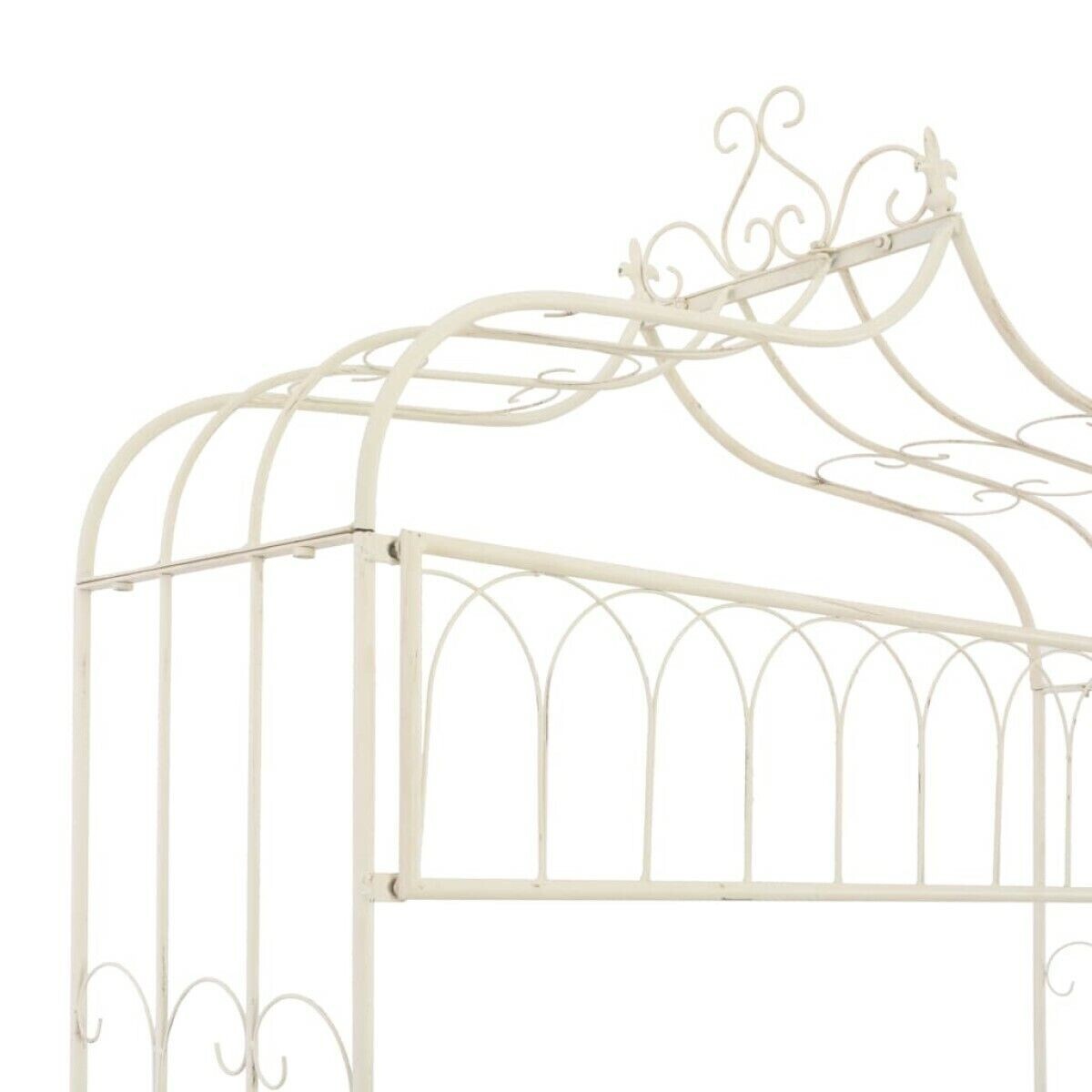 Vintage Metal Arch Bench Distressed White 2 Adults Seat Antique Garden ...