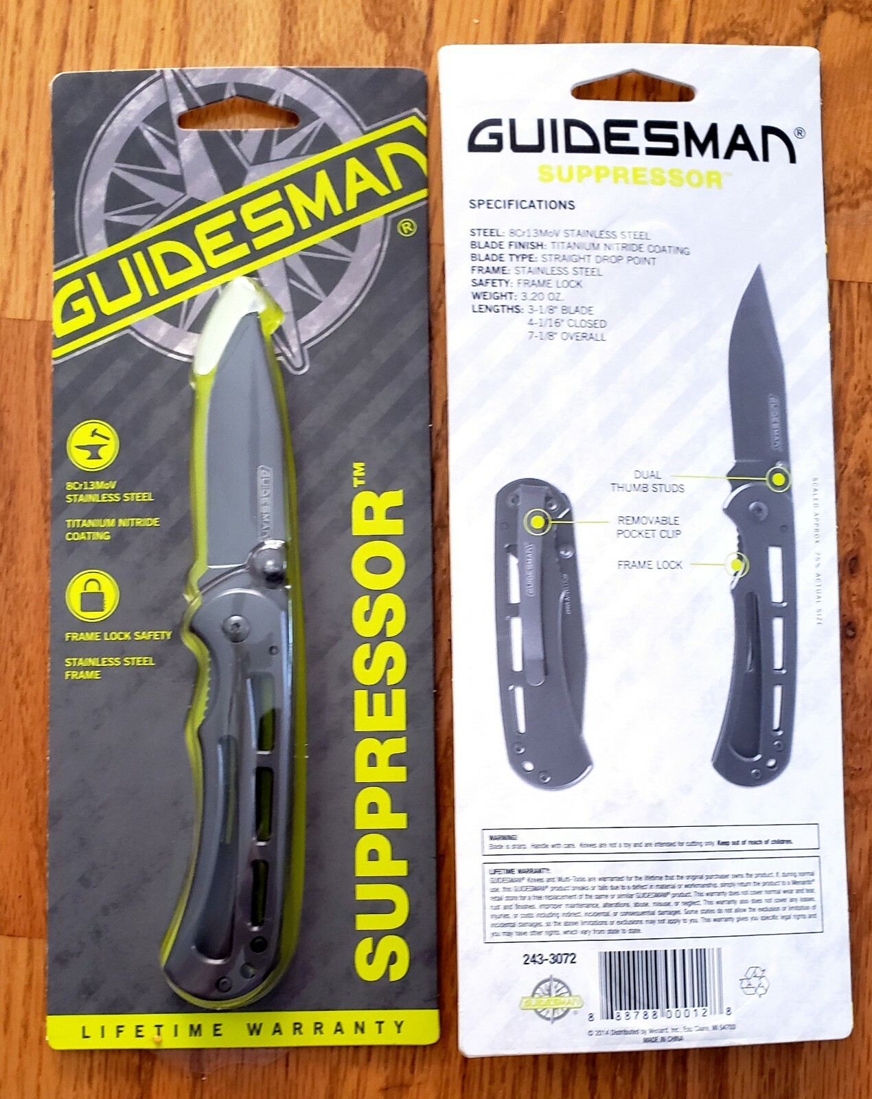 Guidesman Suppressor Folding Pocket Knife Stainless Steel Frame Safety ...