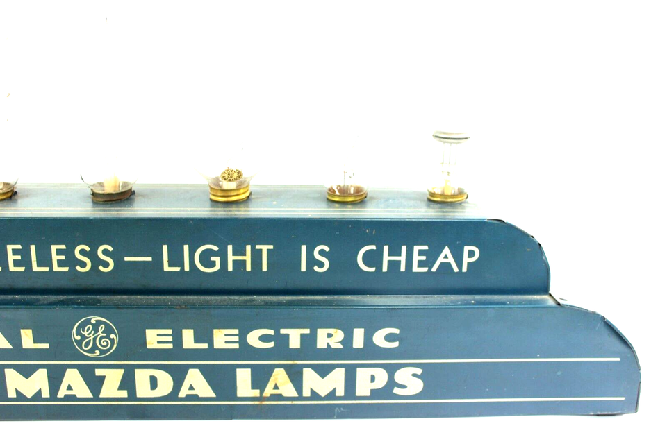 Antique EDISON MAZDA LAMPS Sales Countertop Bulb Display 27" length ...