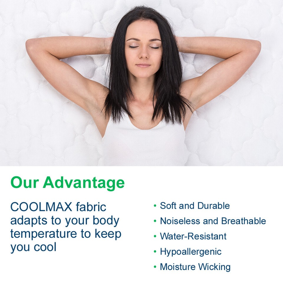 King Size Mattress Pad Hypoallergenic Waterproof COOLMAX Material White ...