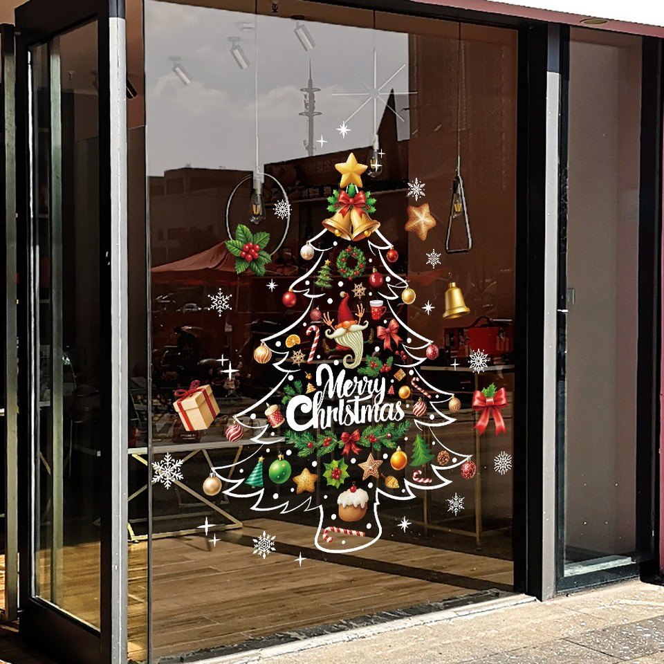 Christmas Decoration Glass Sticker Christmas Tree Door Sticker | eBay