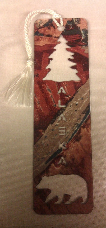 Alaska Bookmark metal laser art bookmark with Alaska cut out between ...
