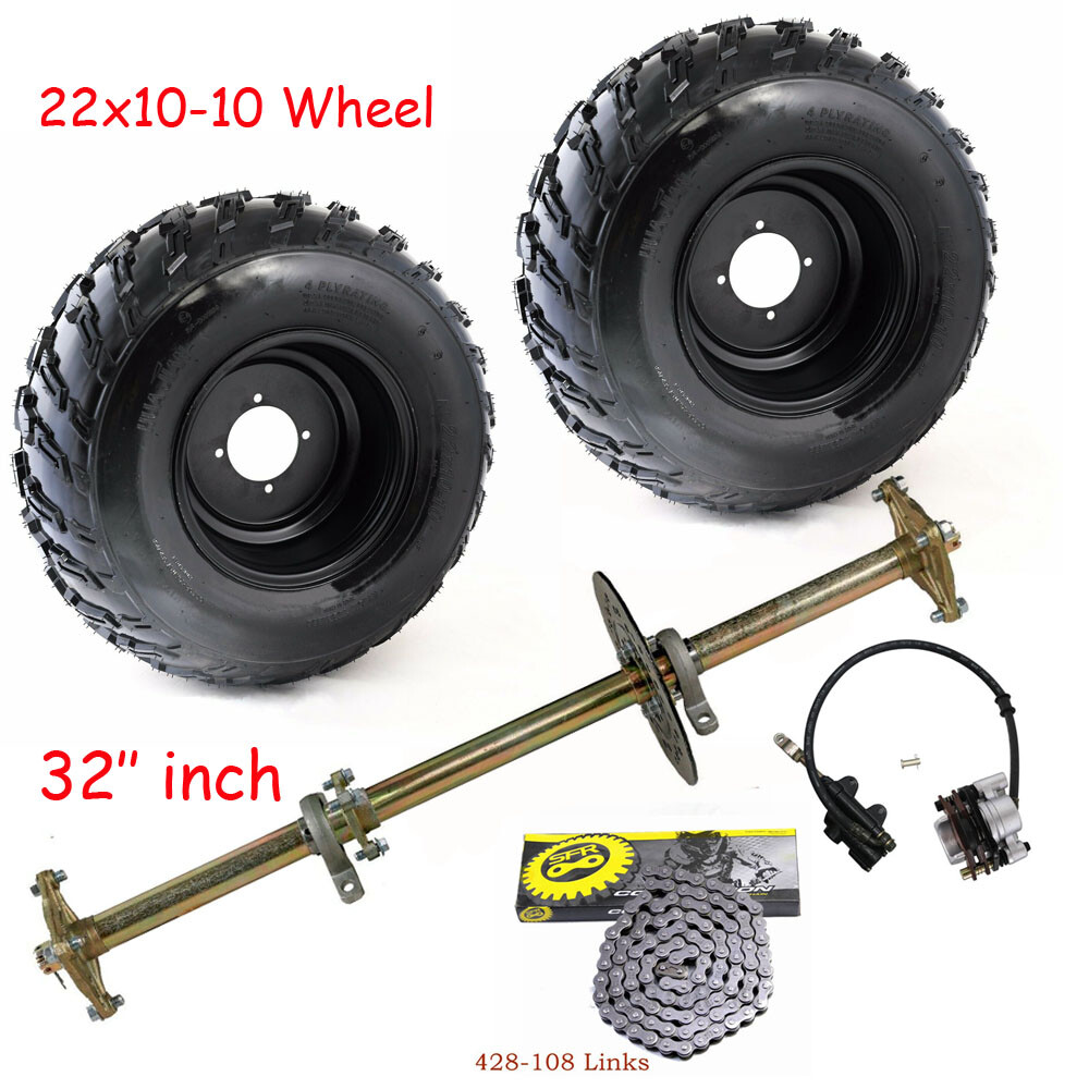 32" Go Kart Live Rear Axle Kit Wheels Hub Brake Disc Rotor Sprocket ATV ...