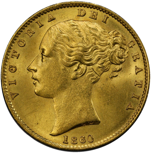 1860 Queen Victoria Shield Reverse Sovereign - 'O/C in Victoria' MS-63 ...