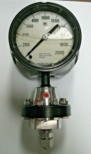 Ashcroft Duragauge 45-1279-SSL-04L-2000 W/ diaphragm Seal 0-2000 PSIG ...