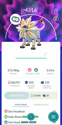 Pokemon Trade Go - Solgaleo ( Cosmog Evolution ) level 50 + 3 move - | eBay