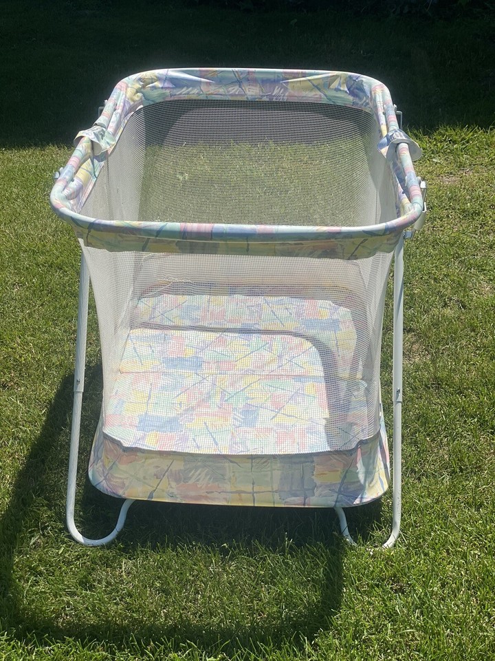 Vintage Pastel Baby Folding Mesh Playpen Play pen Playard | eBay