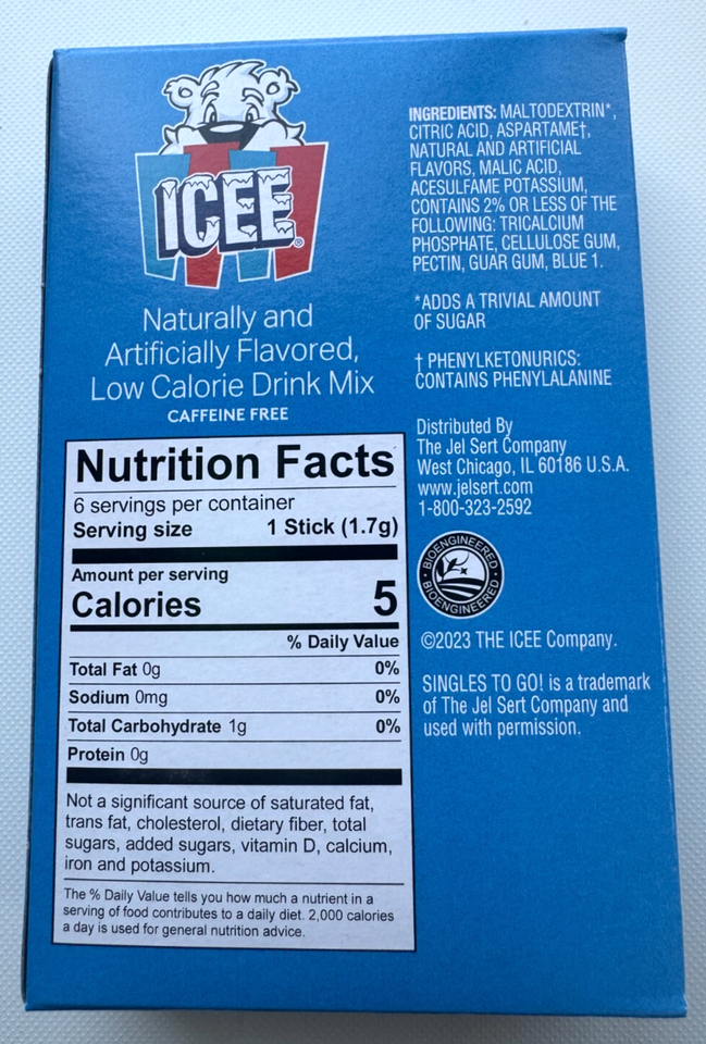 Rare Limited Edition - Icee Blue Raspberry Singles Drink Mix - Zero ...