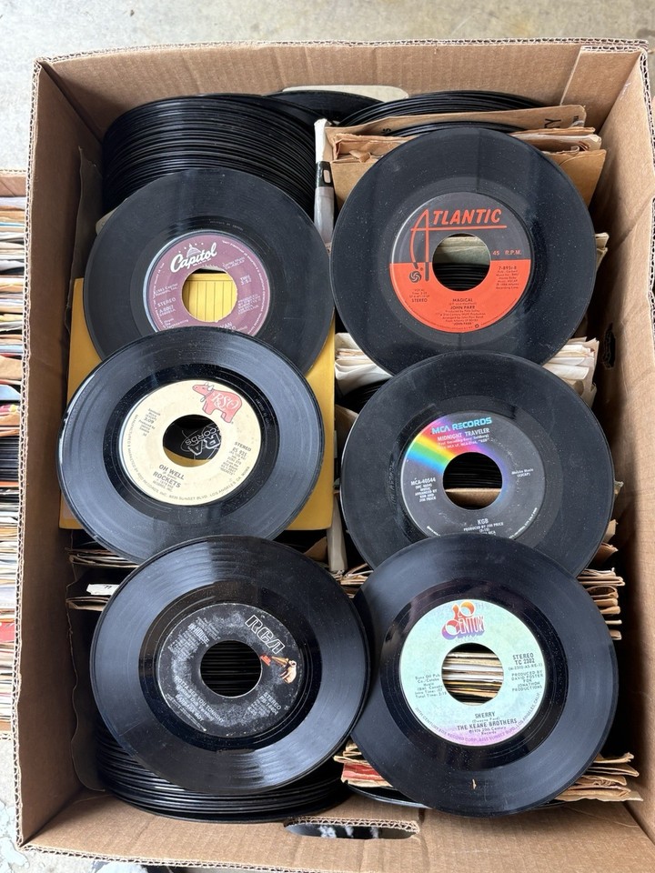 50 RANDOM VINYL - (45 RPM RECORDS JUNK DRAWER LOT OF ANTIQUE / VINTAGE ...