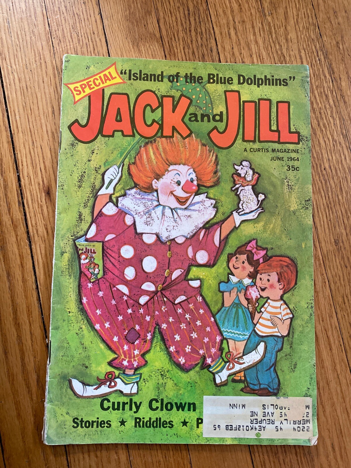 Jack and Jill Magazine June 1964 Island of the Blue Dolphin Clown Cover ...