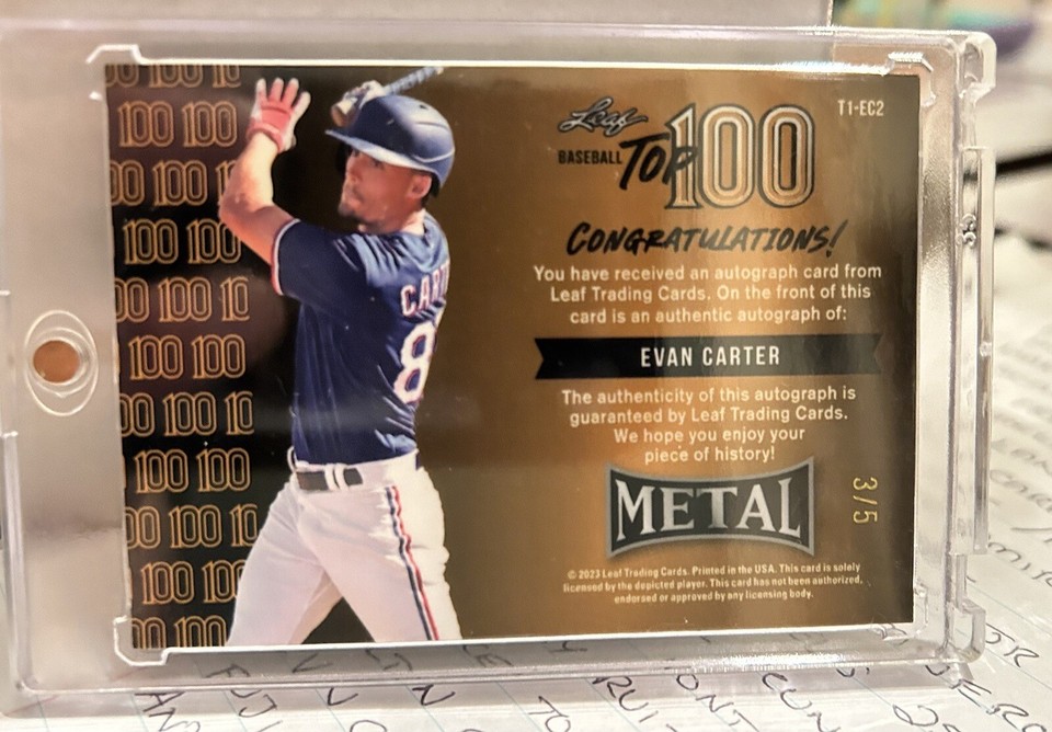 2023 LEAF METAL EVAN CARTER AUTO BLUE PULSAR #3/5 TOP 100 | eBay