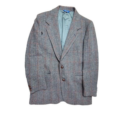 VTG Pendleton Blazer Wool Men 42L Sport Coat Jacket Gray Plaid Tweed ...