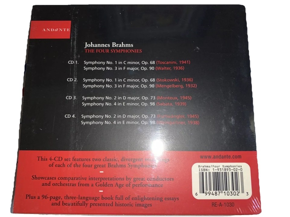 BRAHMS - Johannes Brahms: The Four Symphonies - 4 CD - Box Set NEW ...