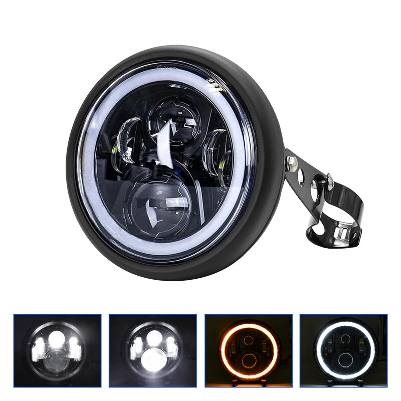 7" Universal LED Projector Motorcycle Headlamp with DRL Turn Signal ...