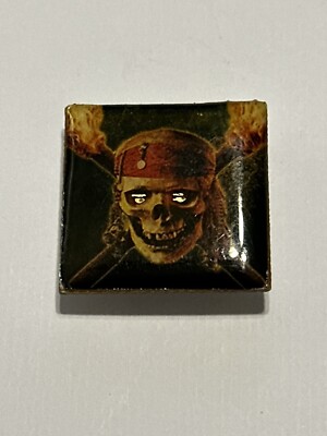 Large square metal button with picture "Pirates of the caribbean" | eBay