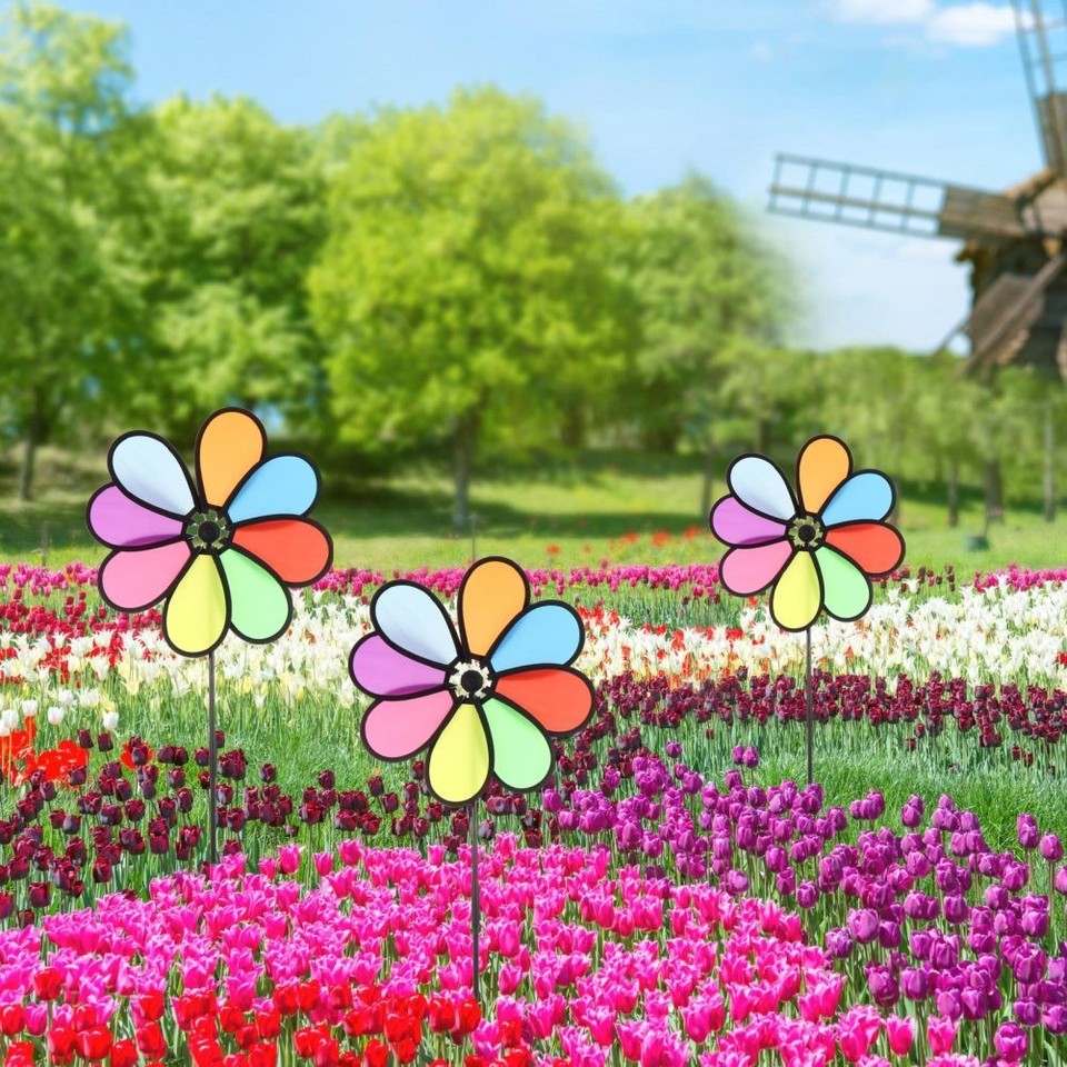 5Pcs Decorative Garden Pinwheels 8-petal Sunflower Windmills Children ...