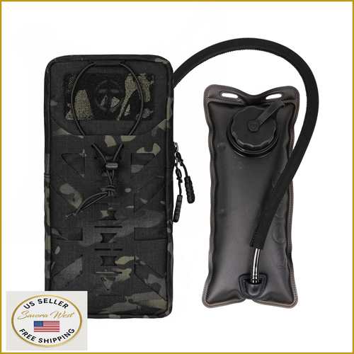 Tactical Hydration Pouch w/ 1L Bladder, Laser Cut MOLLE Water Bag, 500D ...