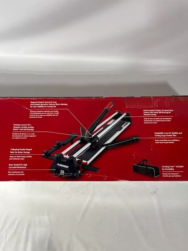 Husky 28 inch Tile Cutter with Tungsten Carbide Blade and Adjustable ...