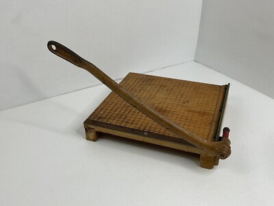 Vintage Ingento 1132 Paper Cutter Cast Iron Wood 12" Desktop Guillotine ...