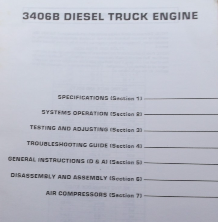 CAT CATERPILLAR 3406B TRUCK ENGINE SERVICE SHOP REPAIR MANUAL BOOK 3ZJ ...