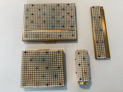 Vintage Purse Vanity Set Compact Lipstick Comb Cigarette Case ...