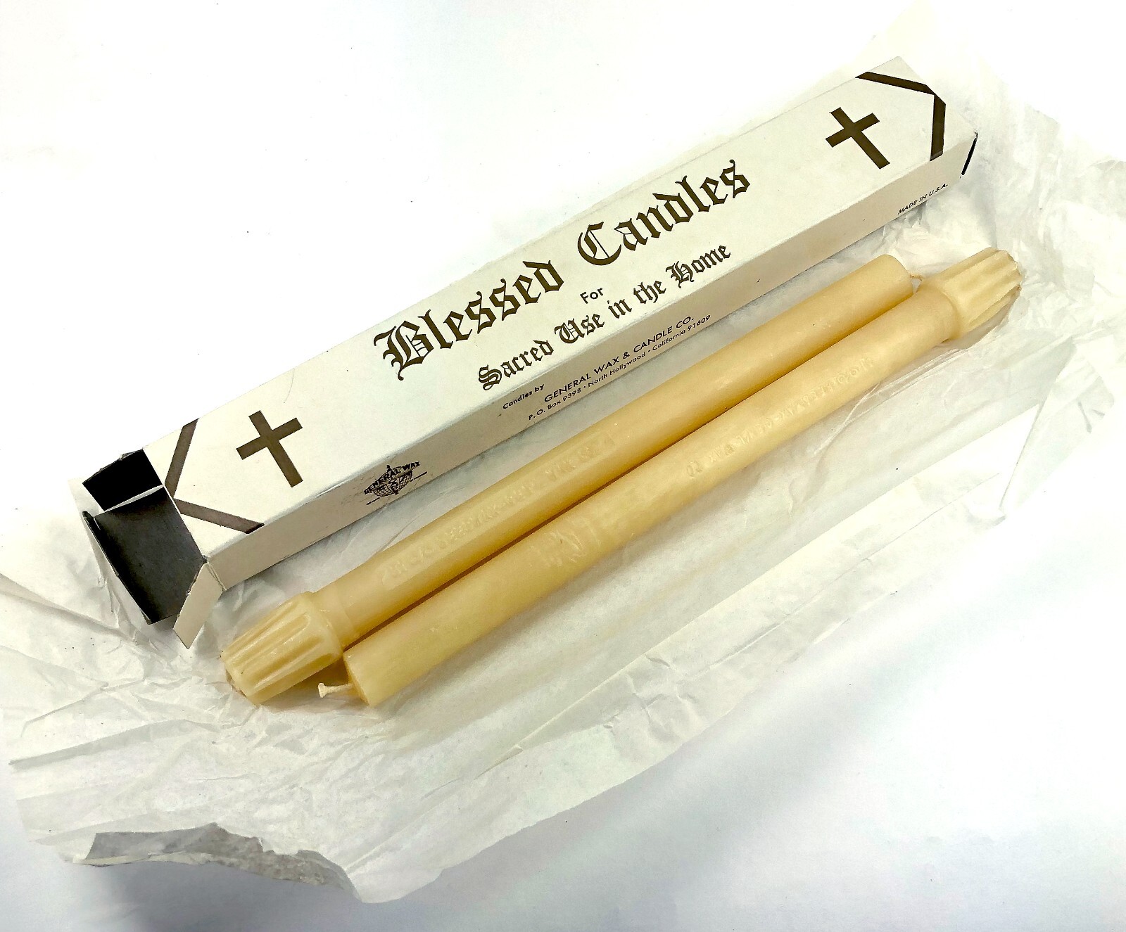 2 General Wax Blessed Candles For Sacred Use In Home 11" Ivory Beeswax ...