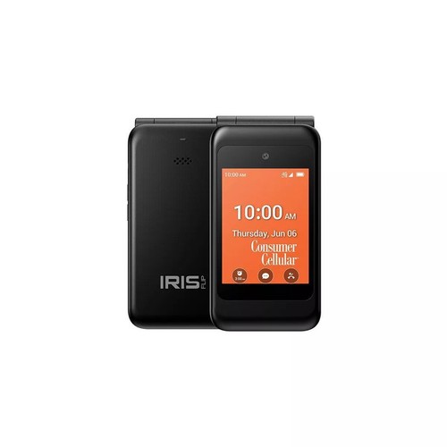 IRIS Easy Flip 2.8" 8GBSteel Gray Consumer Cellular Prepaid Cellphone ...