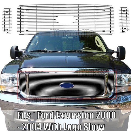 Front Billet Grille Fits 2000- 04 Ford Excursion W/ Logo Show Chrome ...