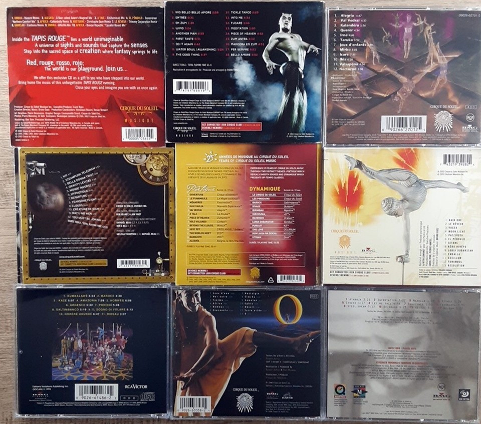 Cirque Du Soleil CD lot x 9 Varekai Solarium Kurios Saltimbanco Quidam ...