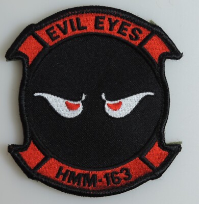 Marine Corps Patch: HMM-163 EVIL EYES Patch and Hook Back | eBay