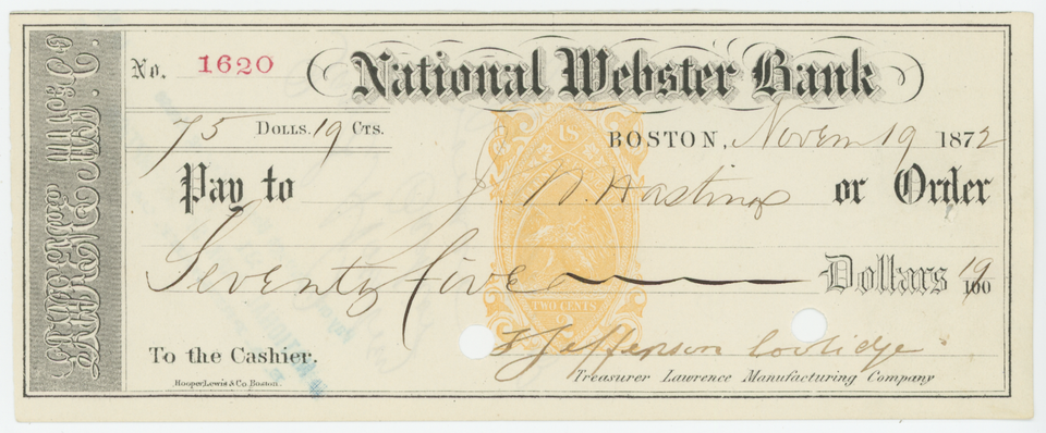 Collecting Boston Revenue Stamped Paper — 6 Boston Bank Checks 1872 to ...