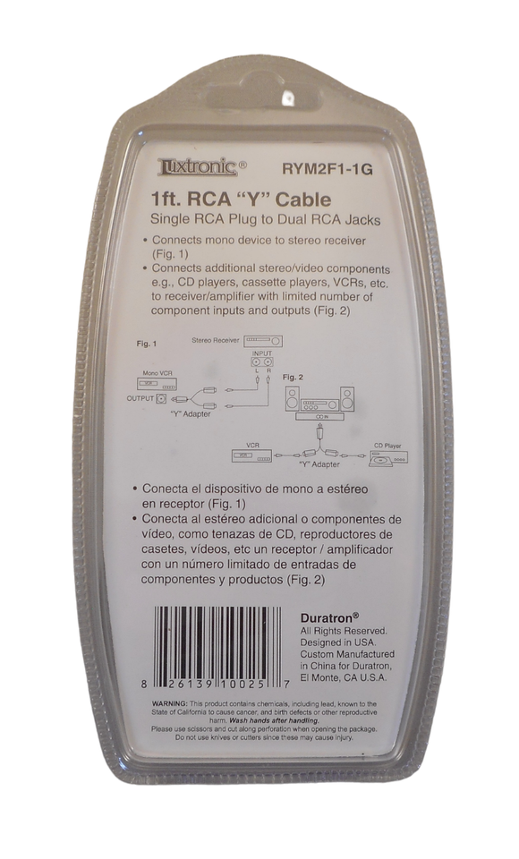 Luxtronic 1ft. RCA “Y” Cable (Single RCA Plug to Dual RCA Jacks) | eBay