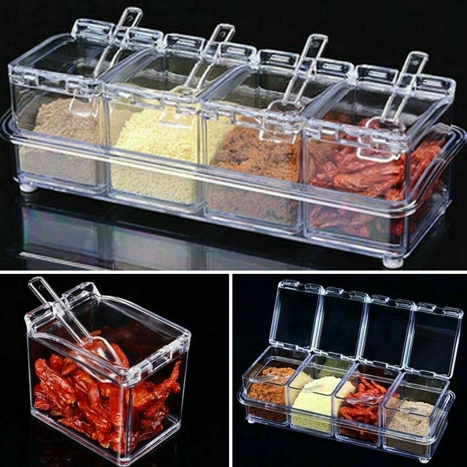 Acrlic Seasoning Spice Box Jar Condiment Dispenser Storage Container ...