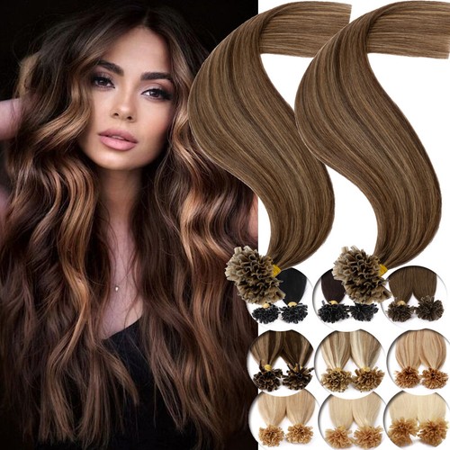 200PCS Nail U Tip Pre Bonded 100% Remy Human Hair Extensions Fusion Keratin 100g | eBay